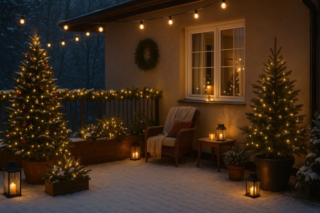 Schne Aussen Weihnachtsdeko Terrasse Ebenbild